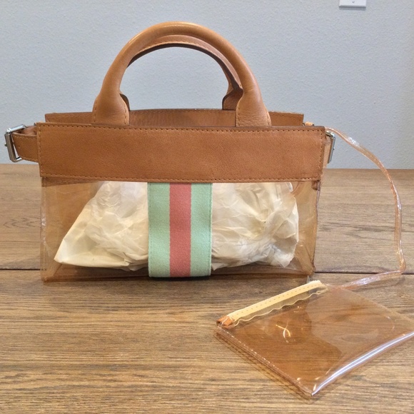 Club Monaco | Bags | Club Monaco Clear Pvc And Patina Leather Satchel ...